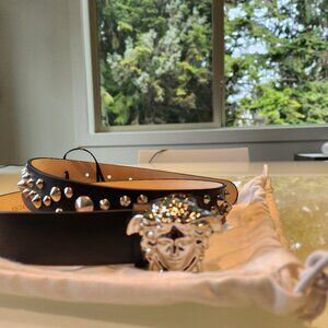 Versace | Accessories | Versace Studded La Medusa Belt Nwt Black And ...